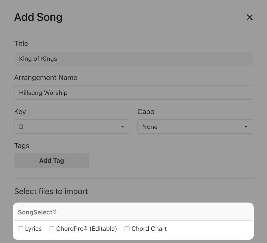 New: Import editable ChordPro files from SongSelect – Services